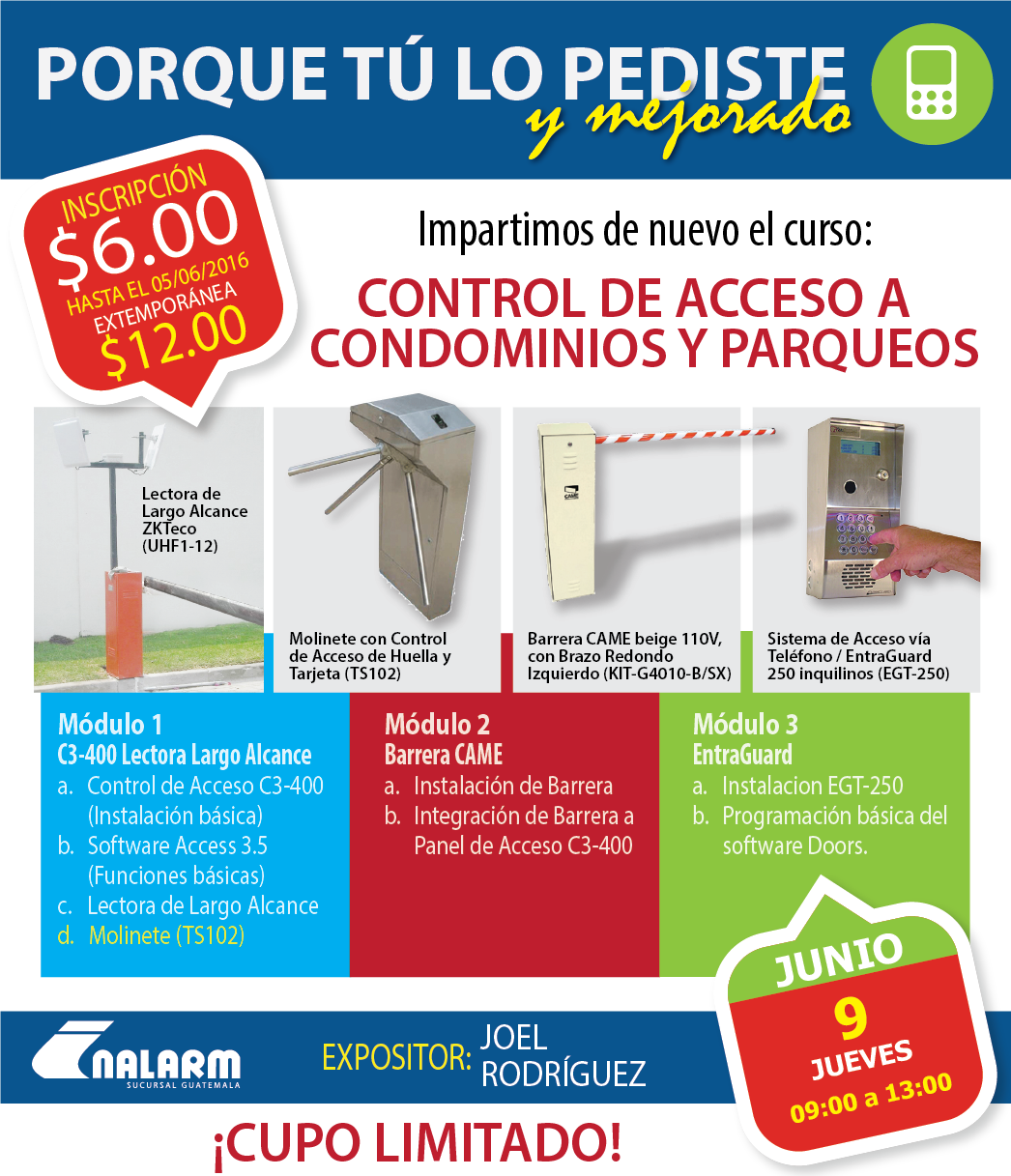 Control de Acceso Condominios y Parqueos, Mejorado - Inalarm Online
